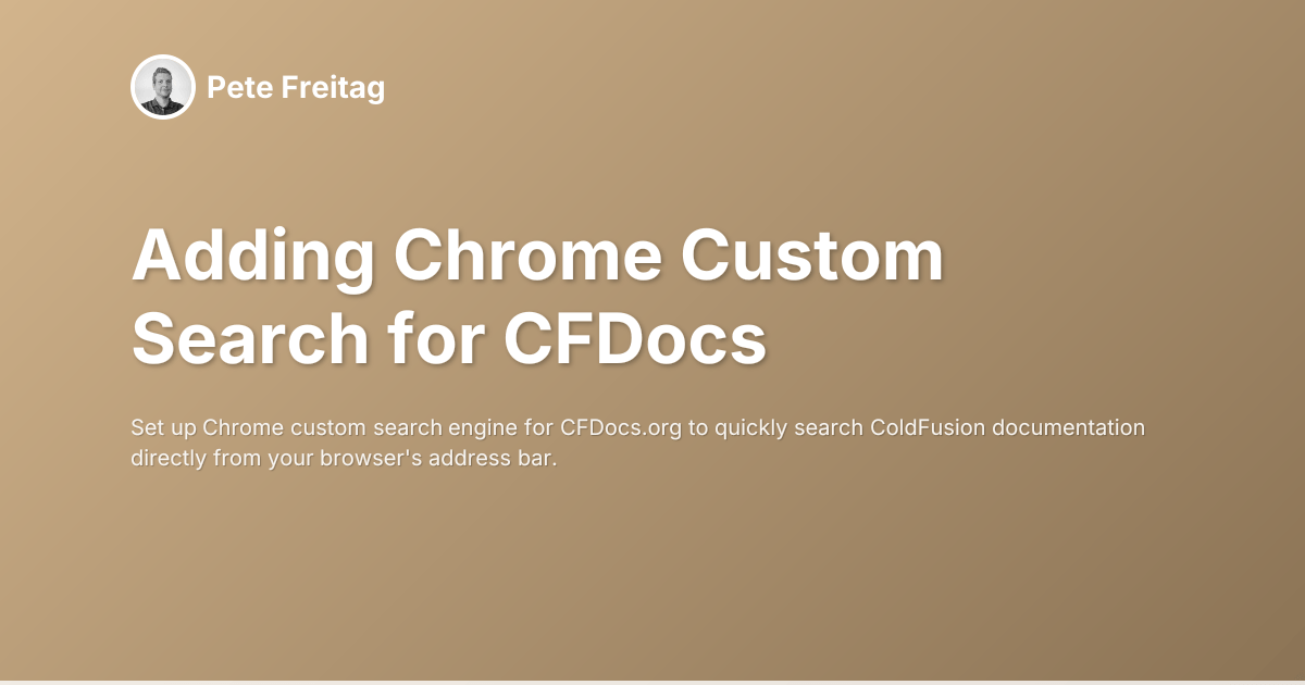 Adding Chrome Custom Search for CFDocs