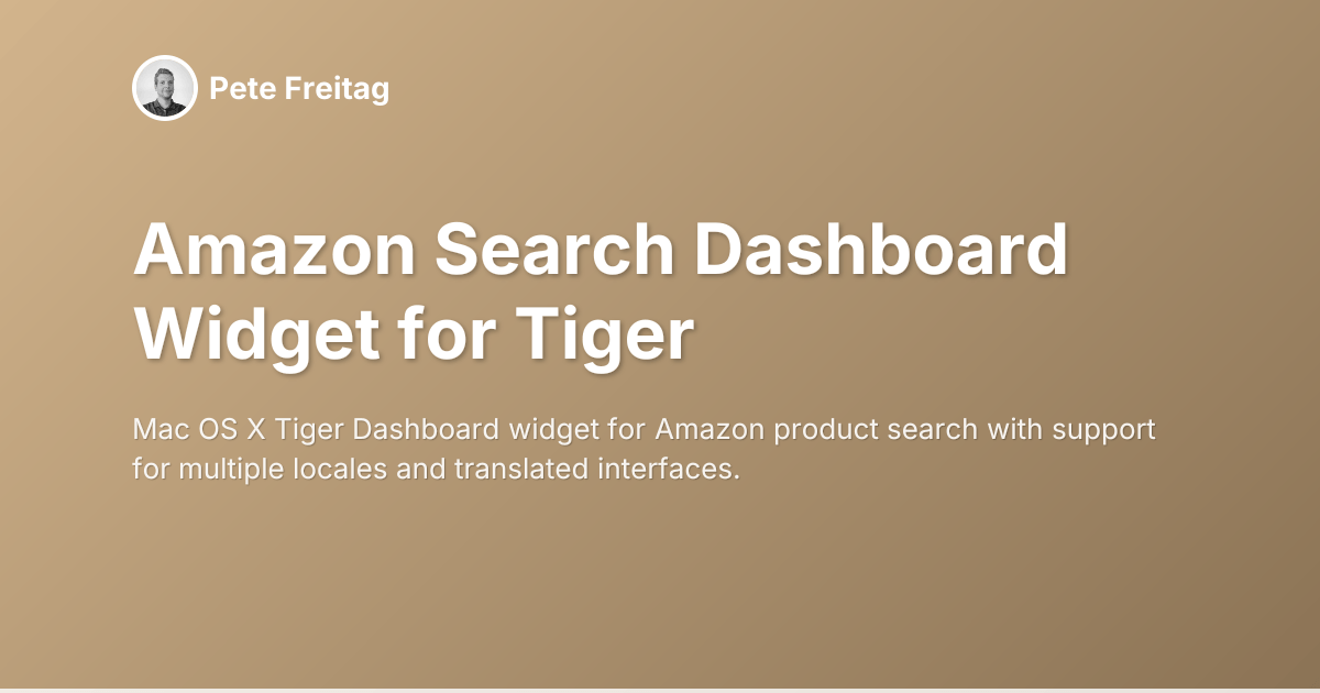 Amazon Search Dashboard Widget for Tiger