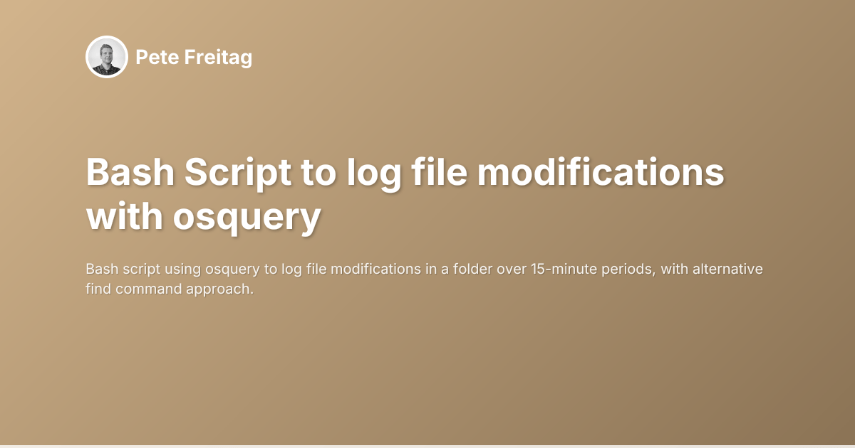 Bash Script to log file modifications with osquery