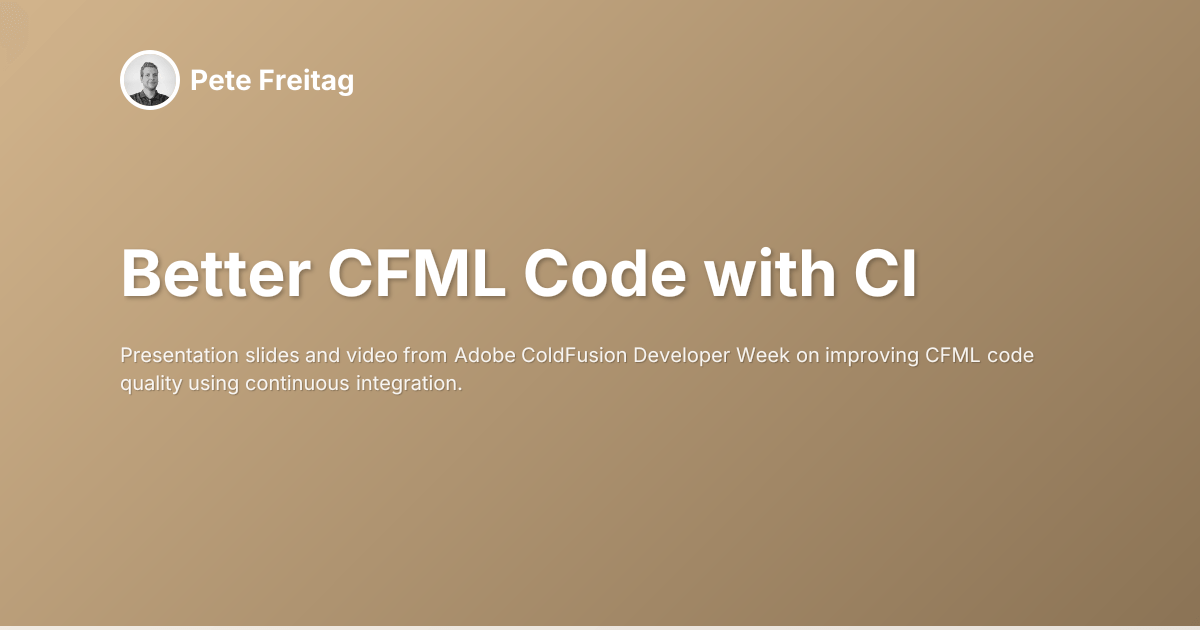 Better CFML Code with CI