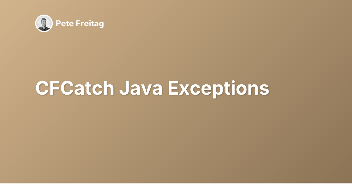 CFCatch Java Exceptions