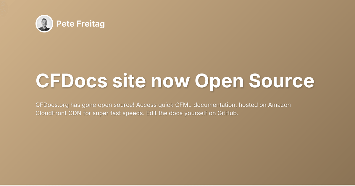 CFDocs site now Open Source