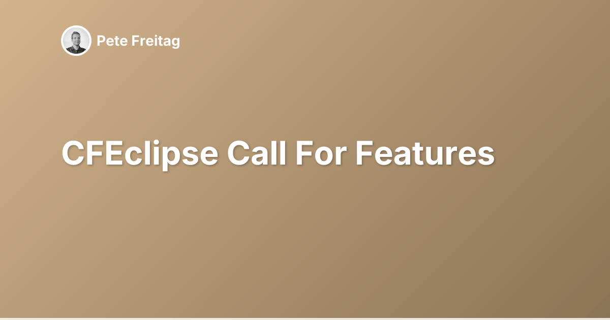 CFEclipse Call For Features