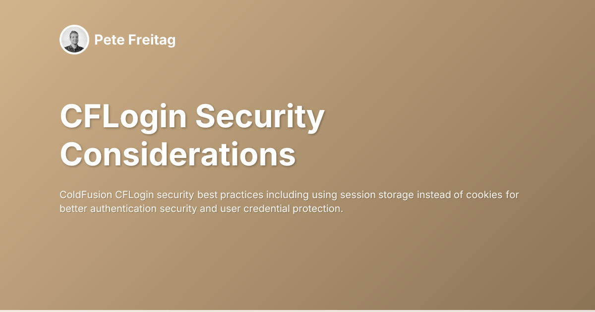 CFLogin Security Considerations