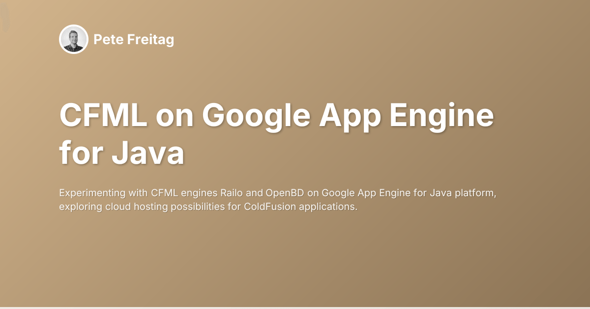 CFML on Google App Engine for Java