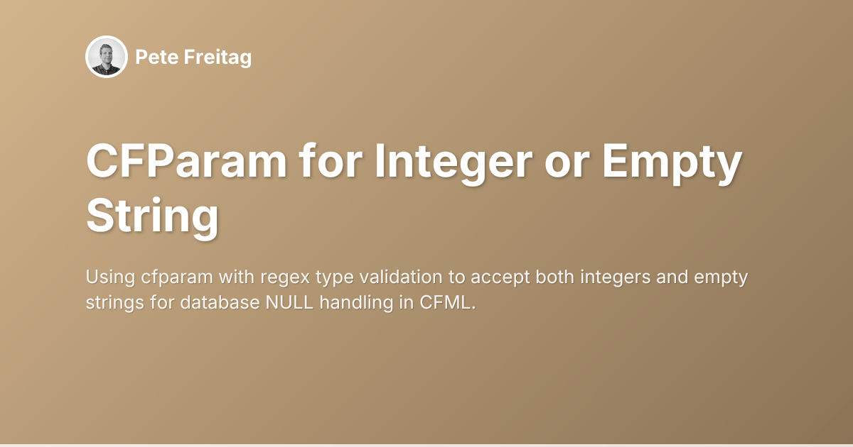 CFParam for Integer or Empty String