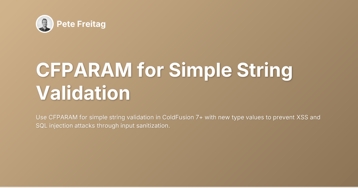 CFPARAM for Simple String Validation