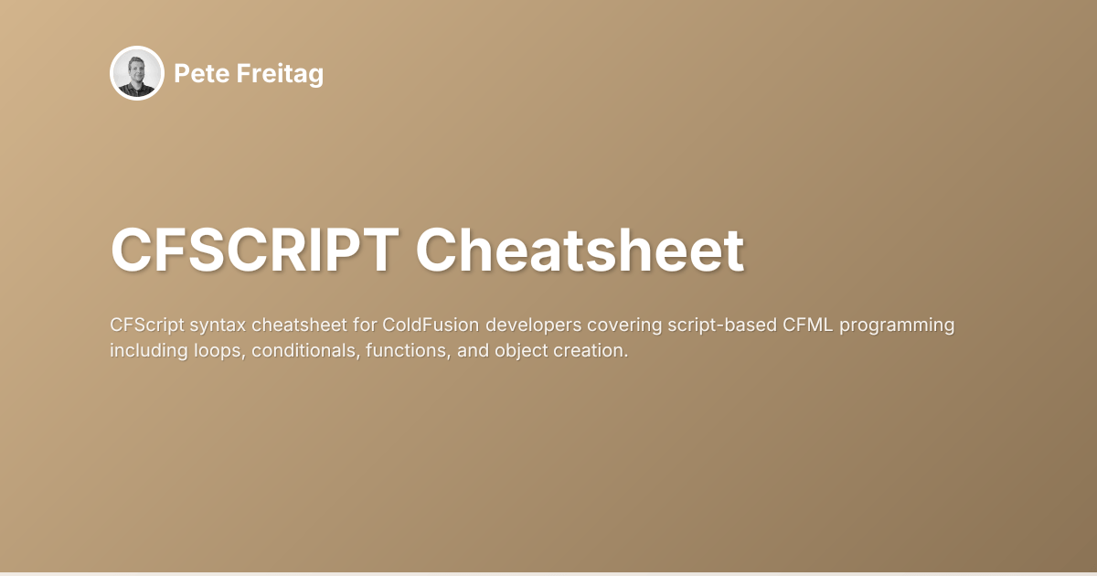 CFSCRIPT Cheatsheet