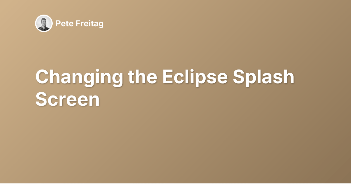 Changing the Eclipse Splash Screen
