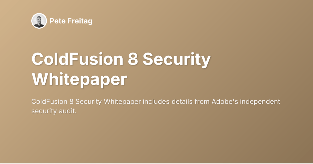 ColdFusion 8 Security Whitepaper