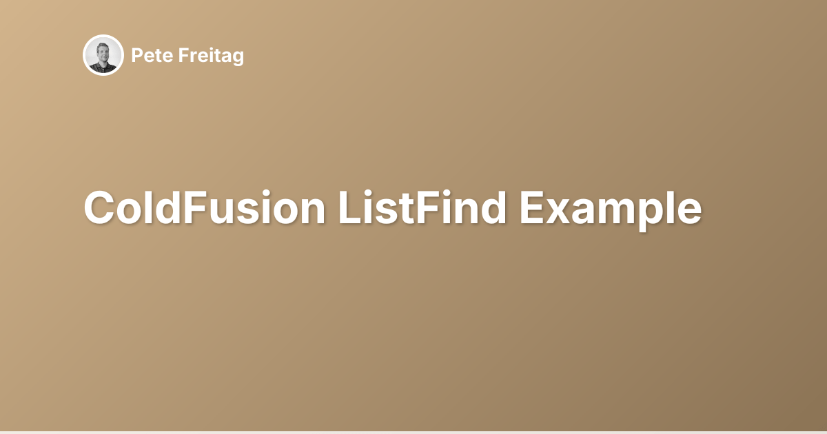 ColdFusion ListFind Example