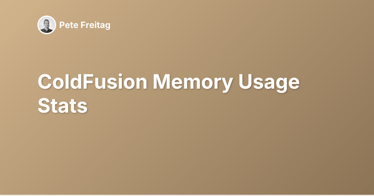 ColdFusion Memory Usage Stats