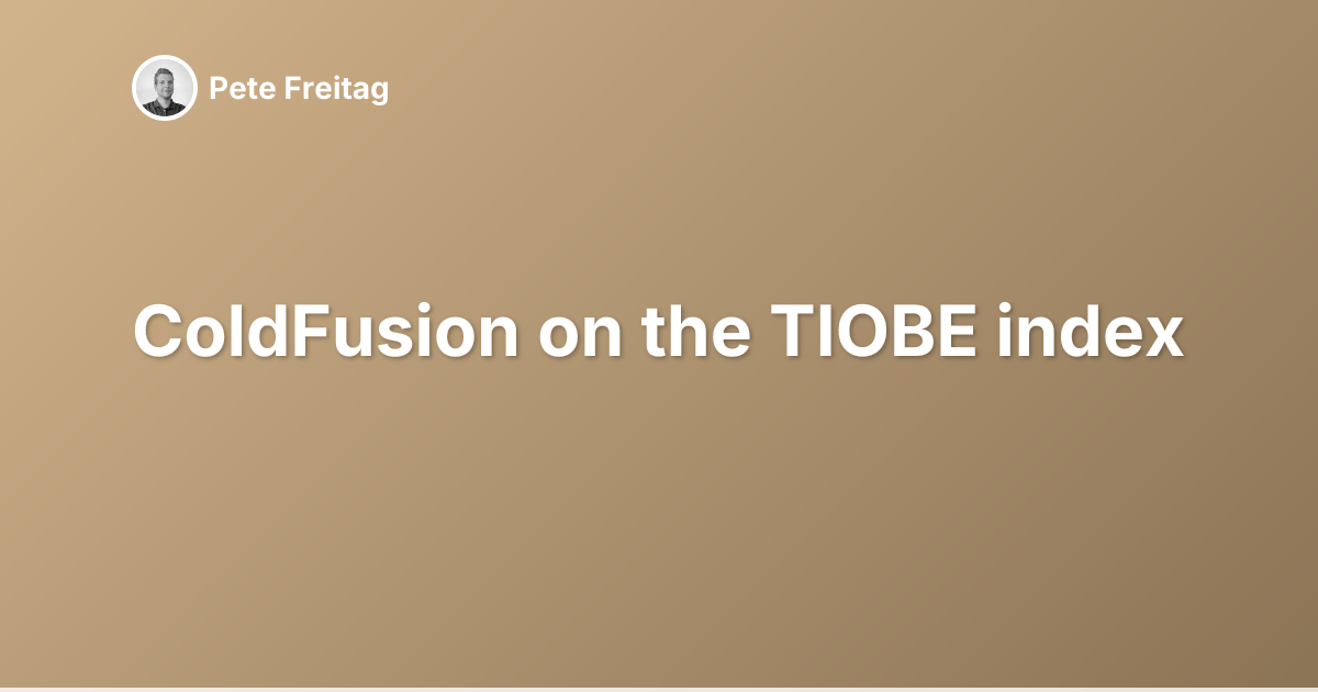 ColdFusion on the TIOBE index