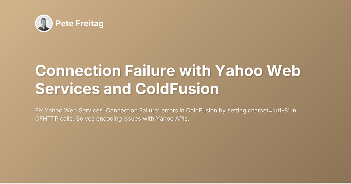 Connection Failure with Yahoo Web Services and ColdFusion