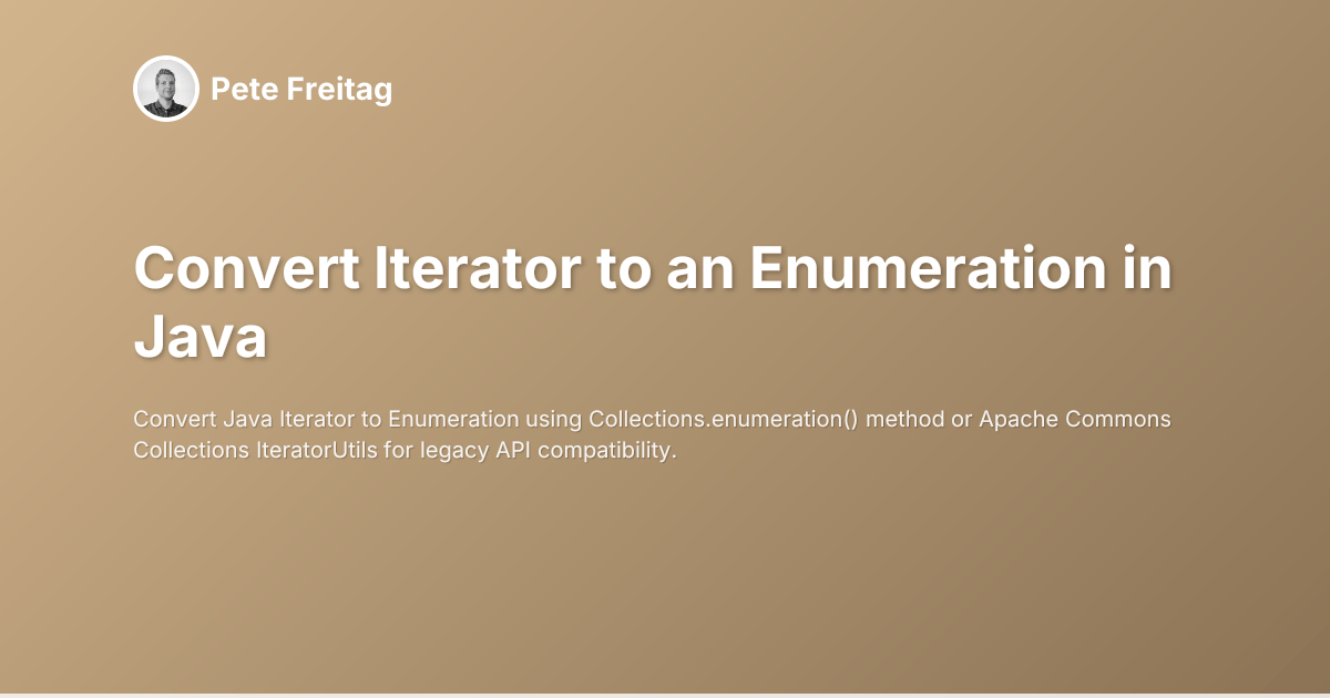 Convert Iterator to an Enumeration in Java