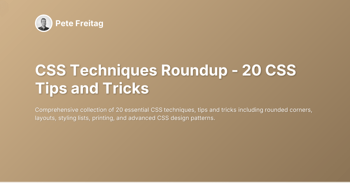 CSS Techniques Roundup - 20 CSS Tips and Tricks