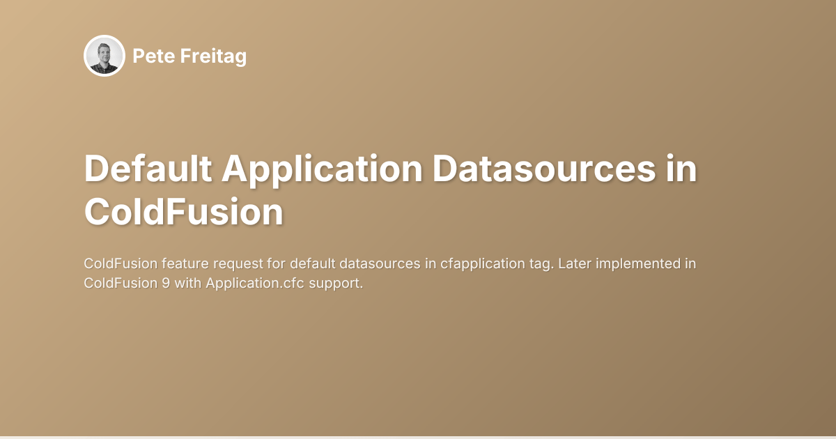 Default Application Datasources in ColdFusion