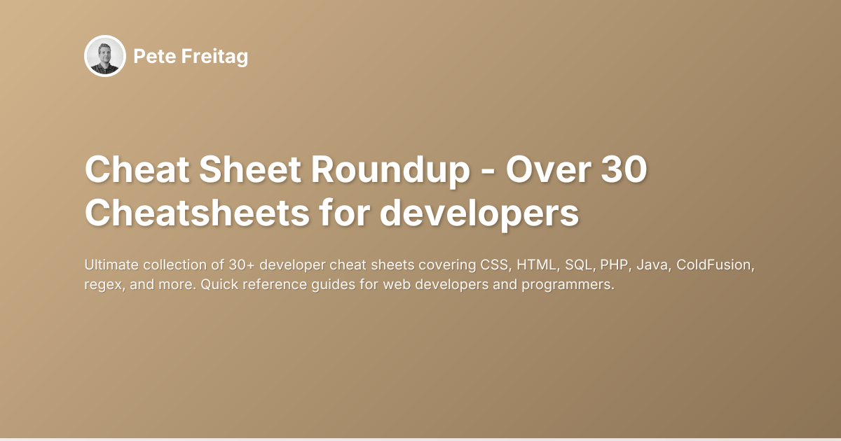Cheat Sheet Roundup - Over 30 Cheatsheets for developers