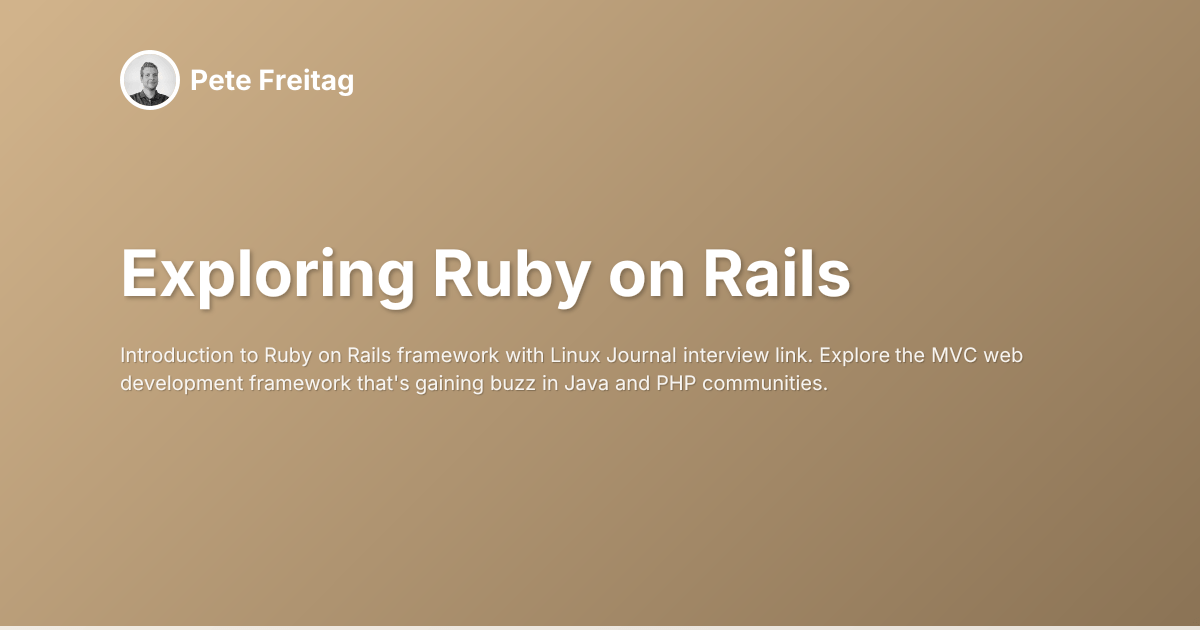 Exploring Ruby on Rails