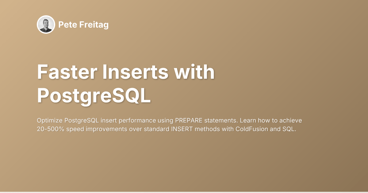 Faster Inserts with PostgreSQL
