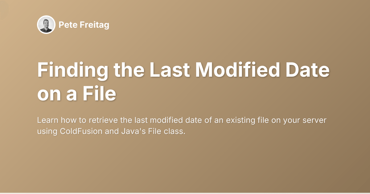 Finding the Last Modified Date on a File