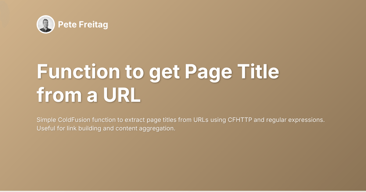 Function to get Page Title from a URL