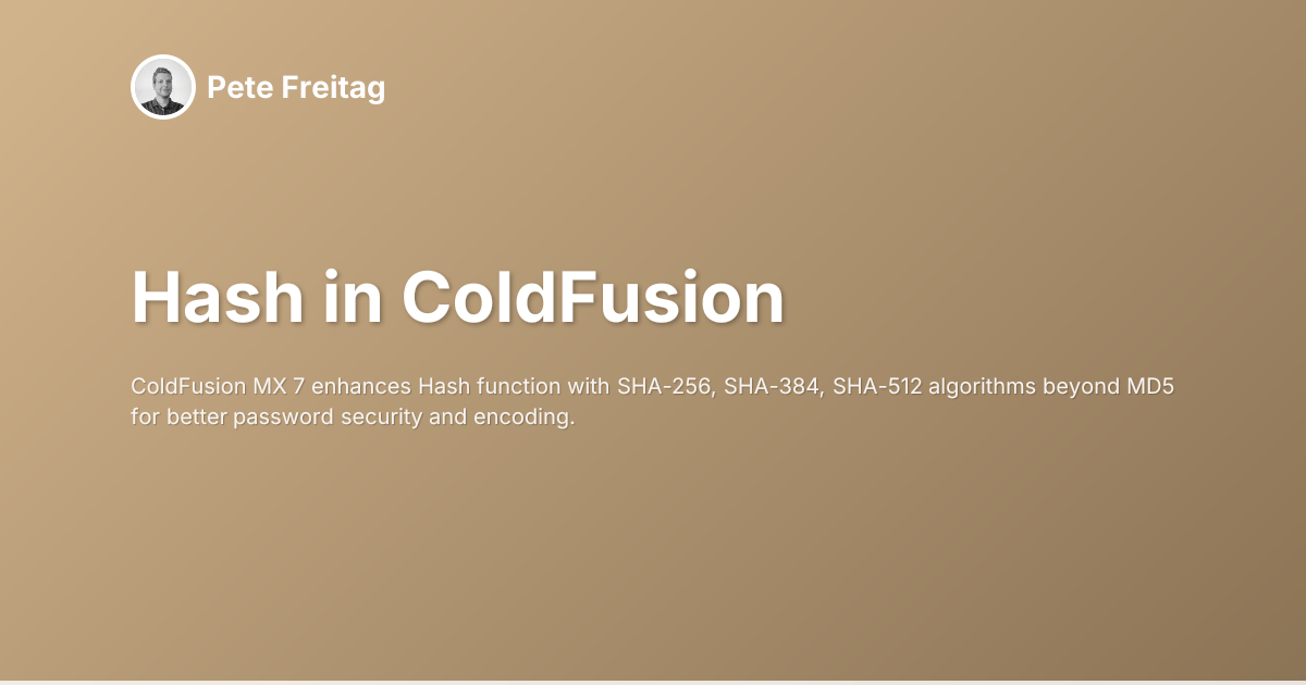 Hash in ColdFusion