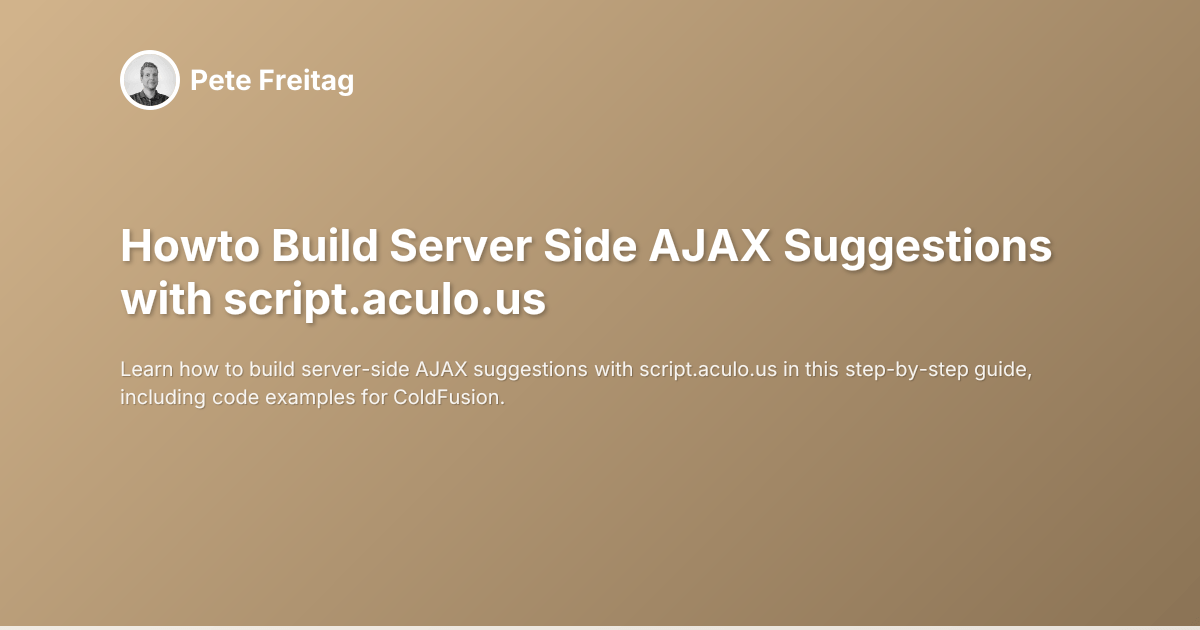 Howto Build Server Side AJAX Suggestions with script.aculo.us