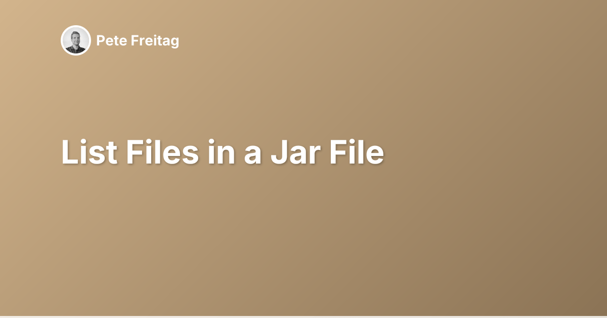 List Files in a Jar File
