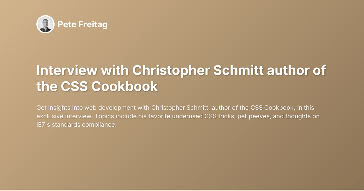 Interview with Christopher Schmitt author of the CSS Cookbook