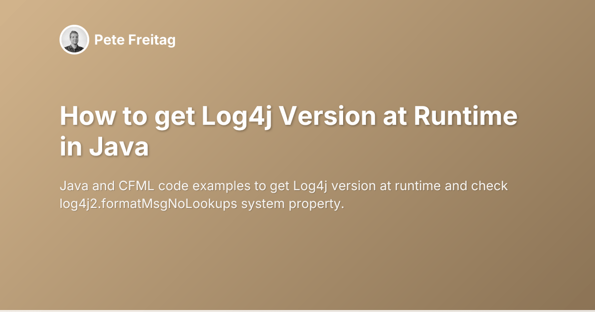 How to get Log4j Version at Runtime in Java