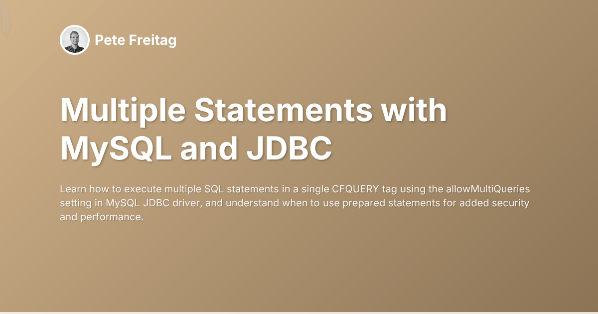 Multiple Statements with MySQL and JDBC