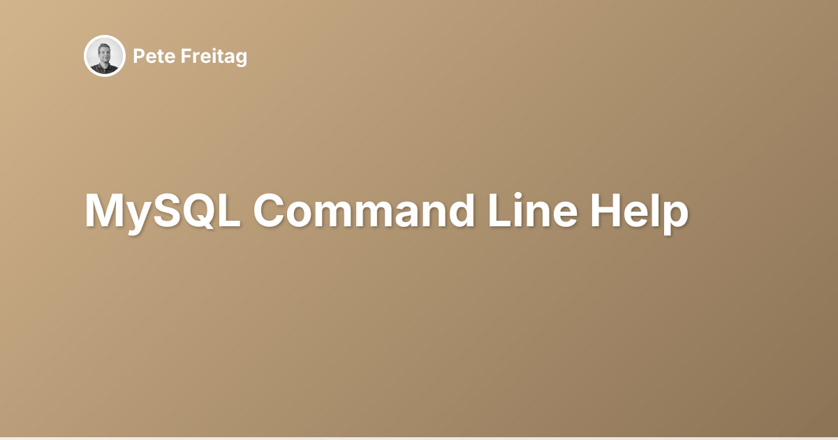 MySQL Command Line Help