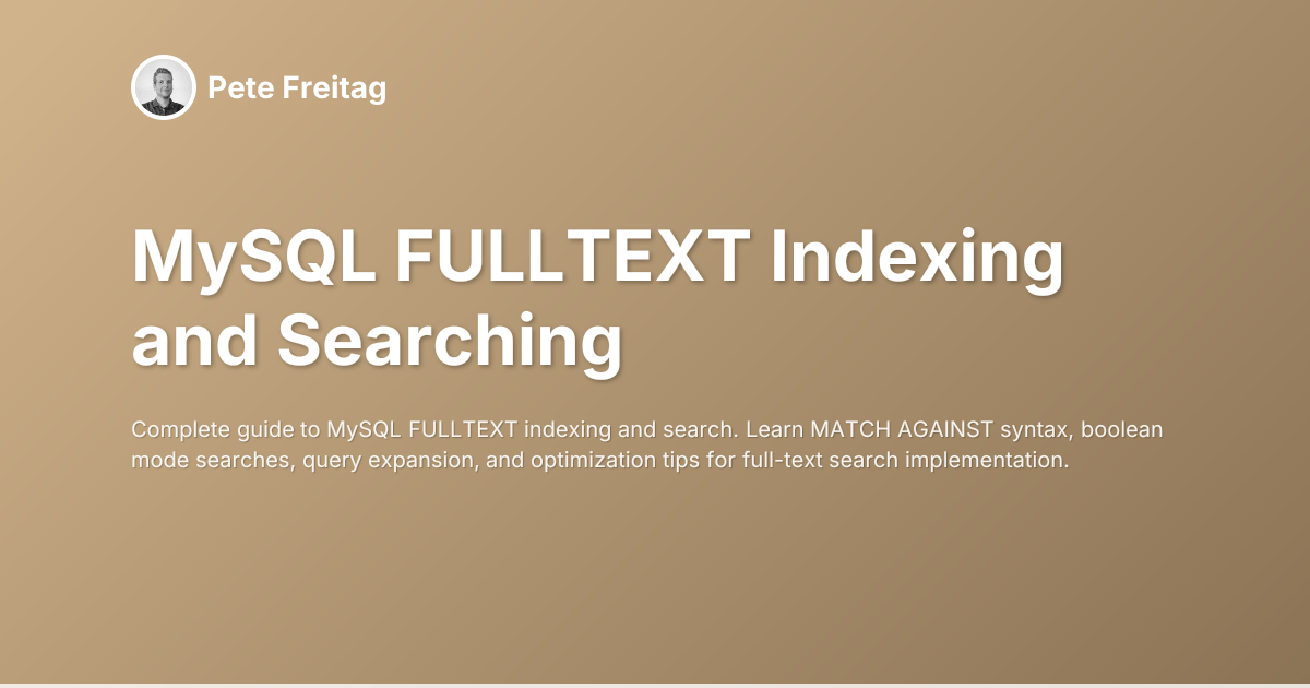 MySQL FULLTEXT Indexing and Searching