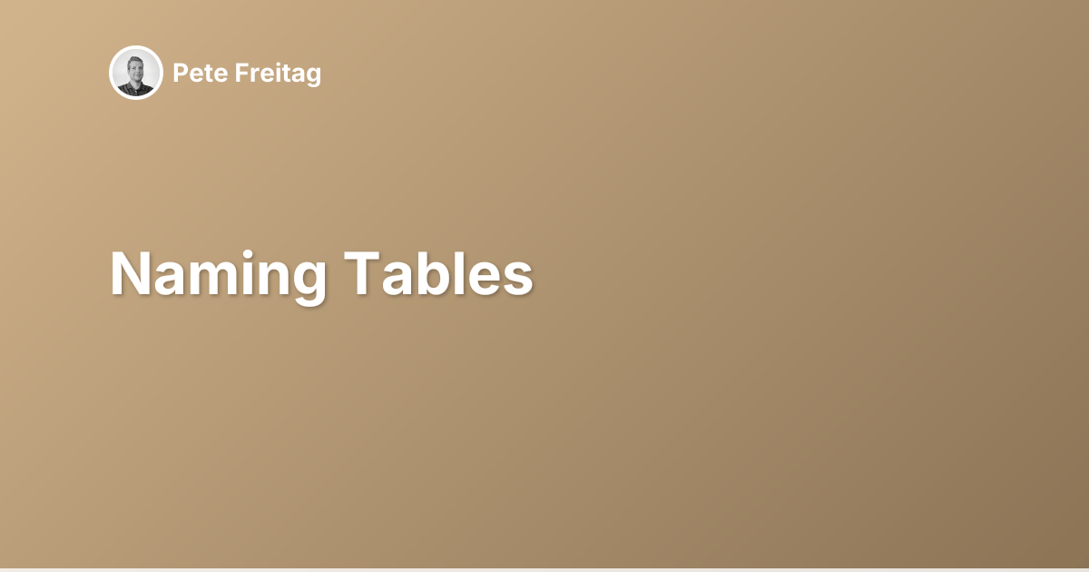Naming Tables