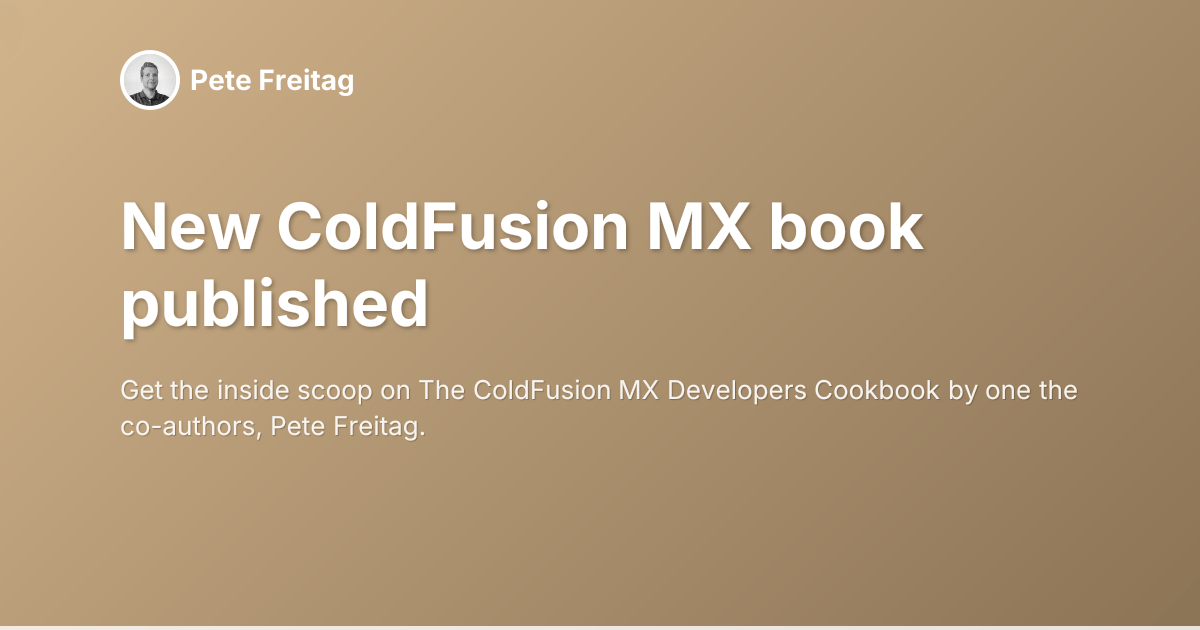 New ColdFusion MX book published