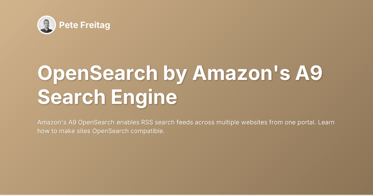 OpenSearch by Amazon's A9 Search Engine