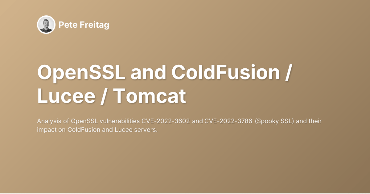 OpenSSL and ColdFusion / Lucee / Tomcat