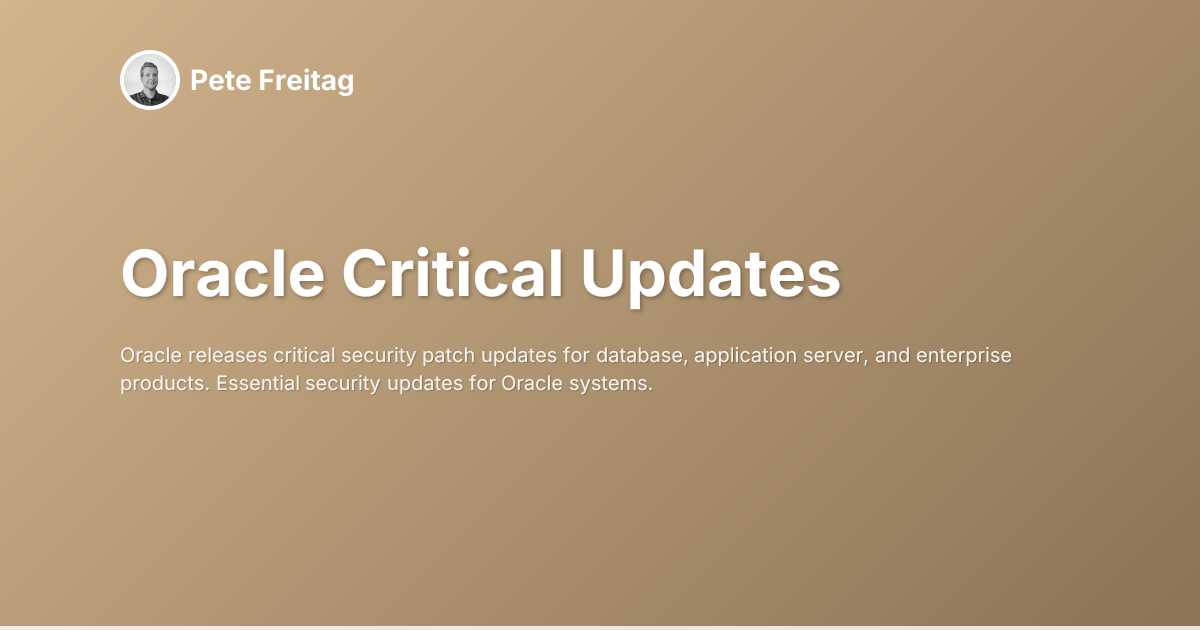 Oracle Critical Updates