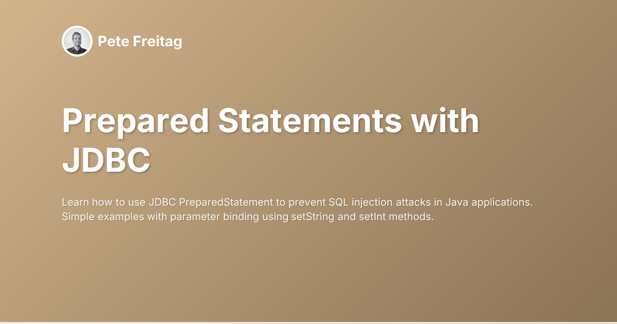 Prepared Statements with JDBC