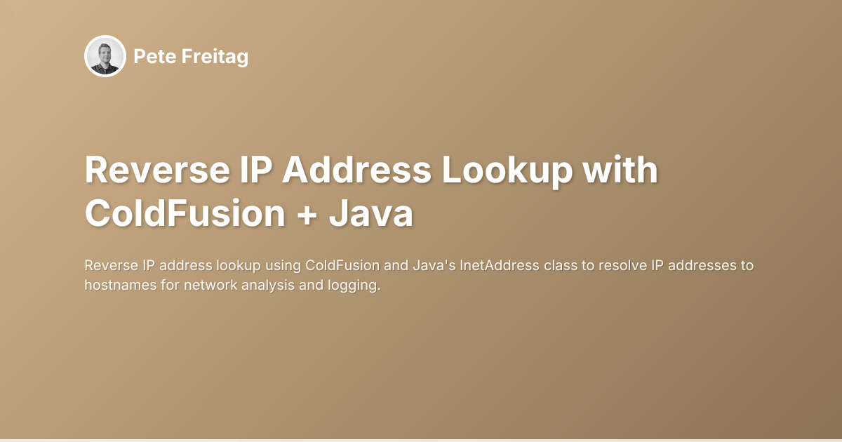 Reverse IP Address Lookup with ColdFusion + Java