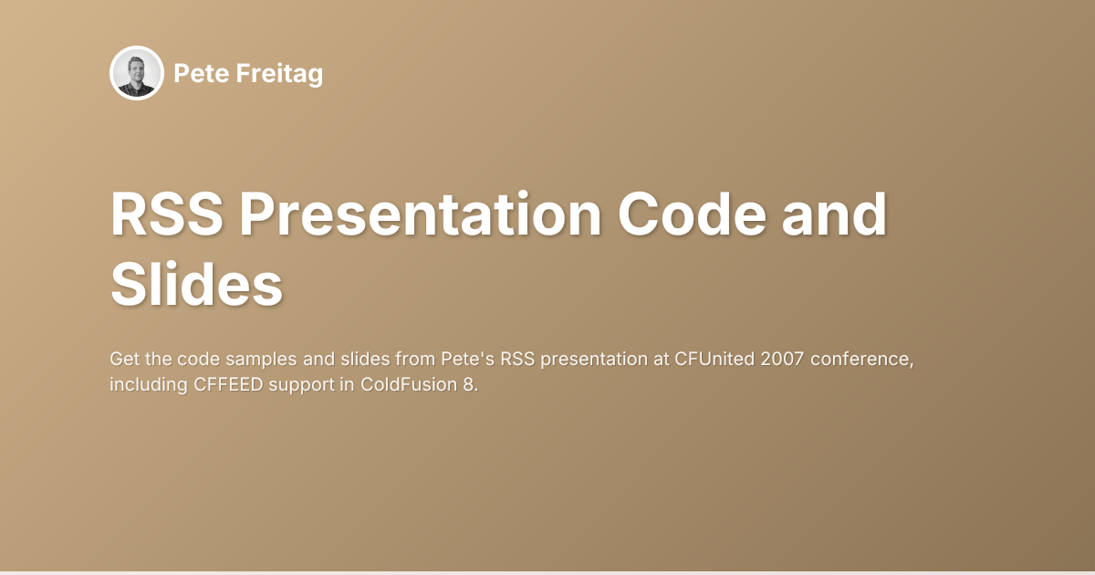 RSS Presentation Code and Slides