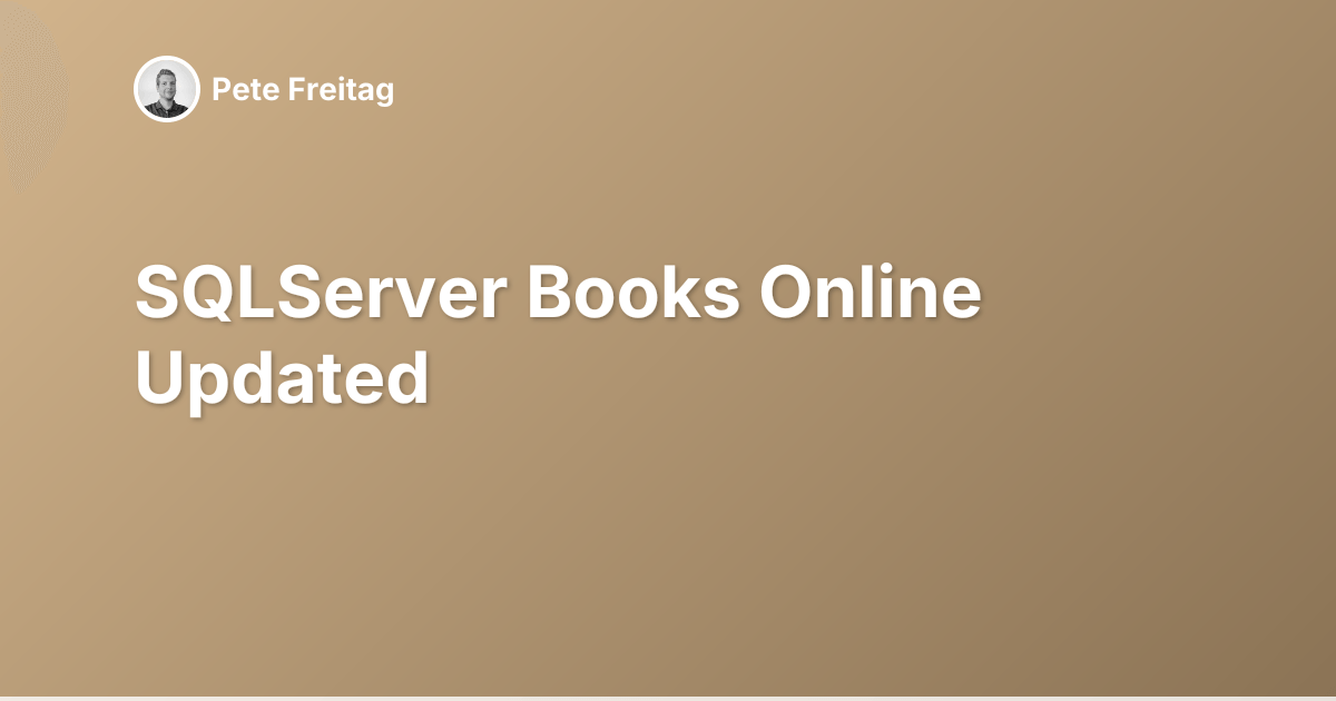 SQLServer Books Online Updated