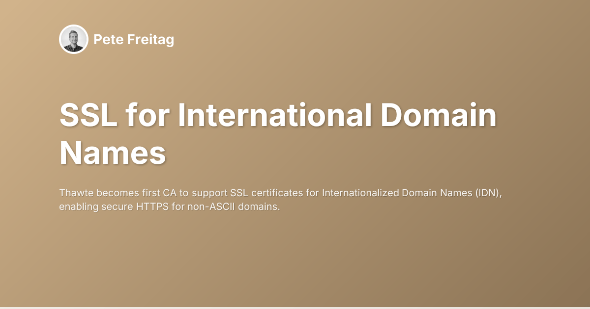 SSL for International Domain Names