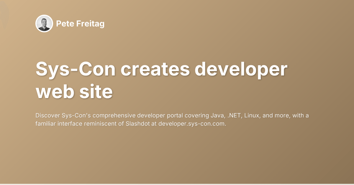 Sys-Con creates developer web site