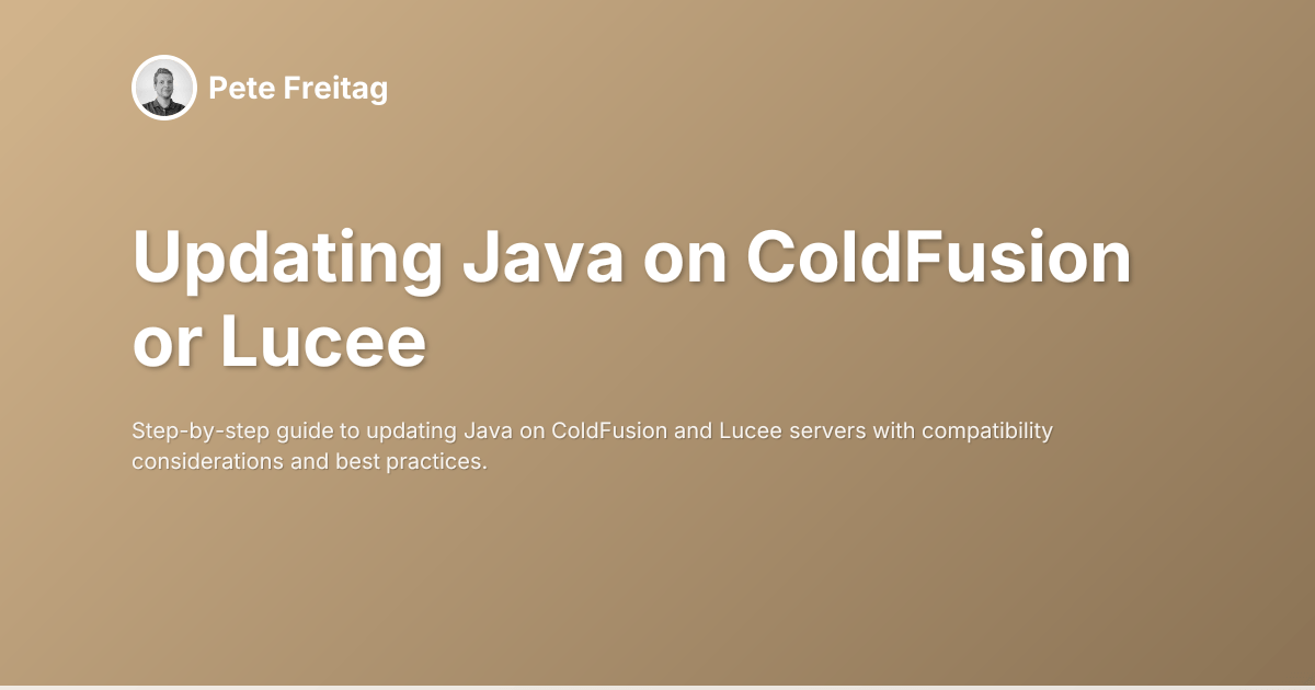 Updating Java on ColdFusion or Lucee