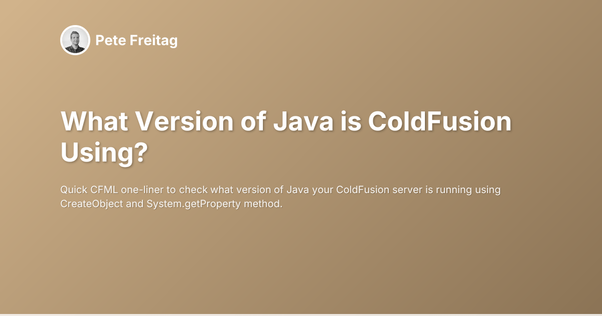 What Version of Java is ColdFusion Using?