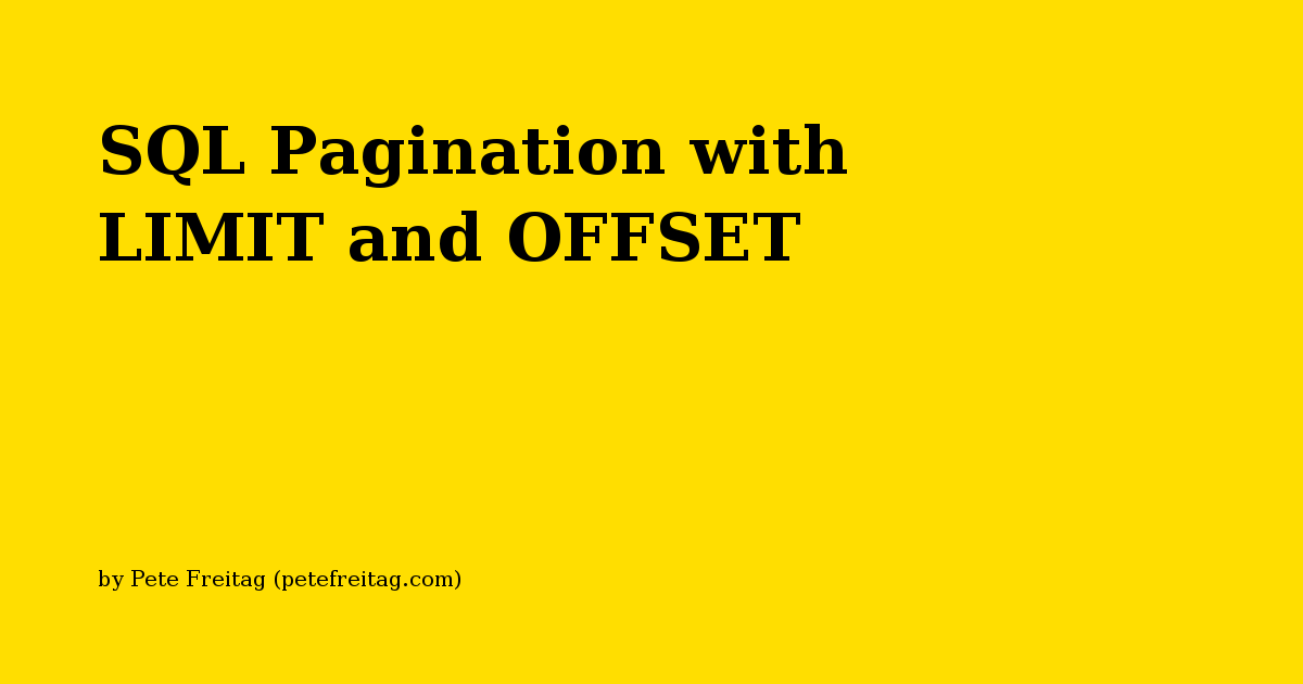 Sql Pagination With Limit And Offset