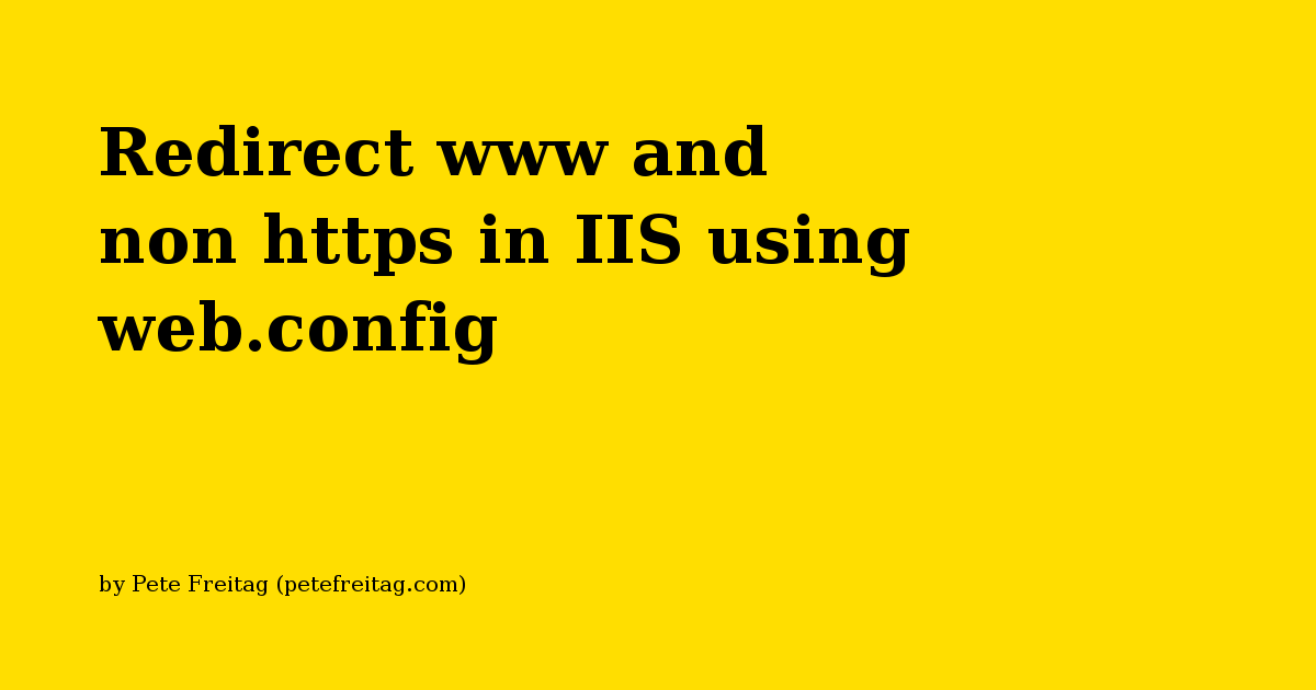 Redirect And Non In Iis Using Nfig