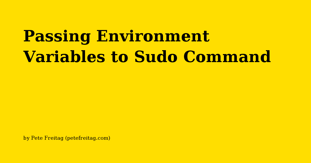 Passing Environment Variables To Sudo Command